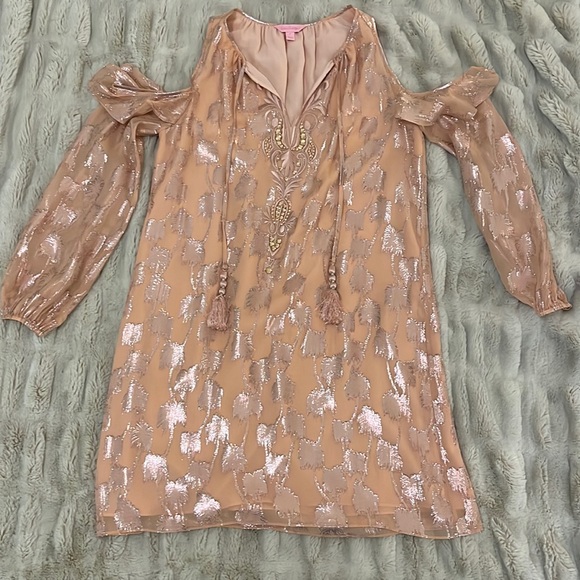 Lilly Pulitzer | Dresses | Lilly Pulitzer Rose Gold Small Marlyse Silk ...